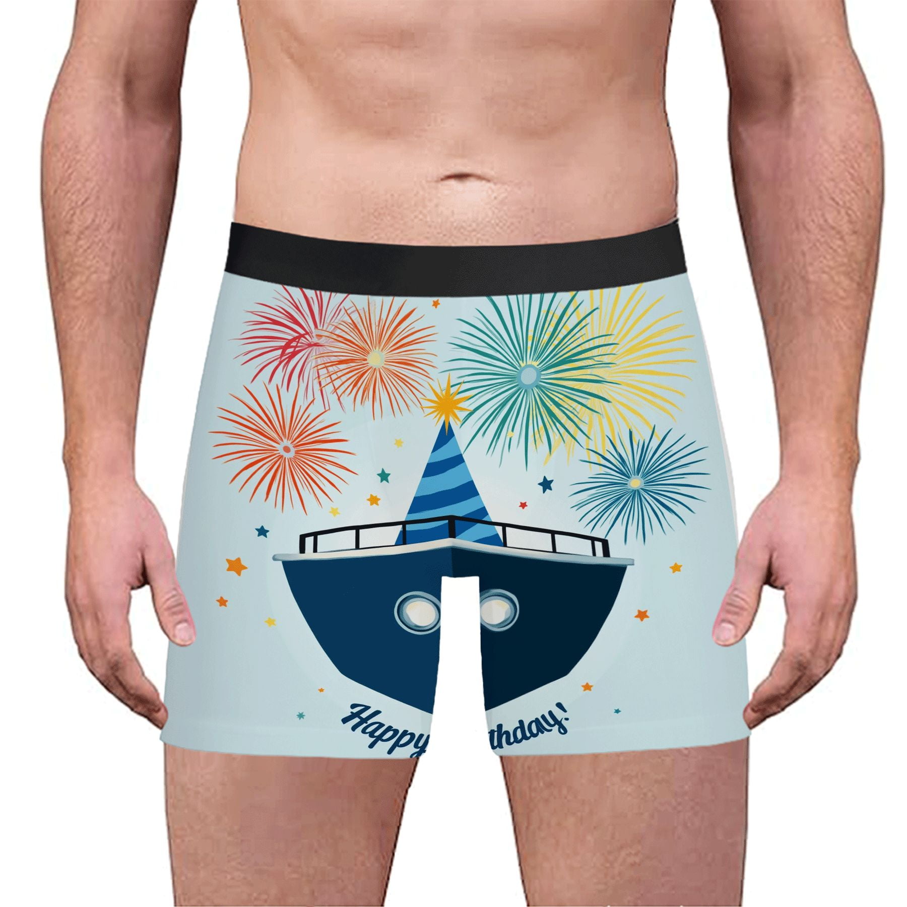 Men's Boxer Briefs with Festive Ship Design Party Hat & Colorful ...