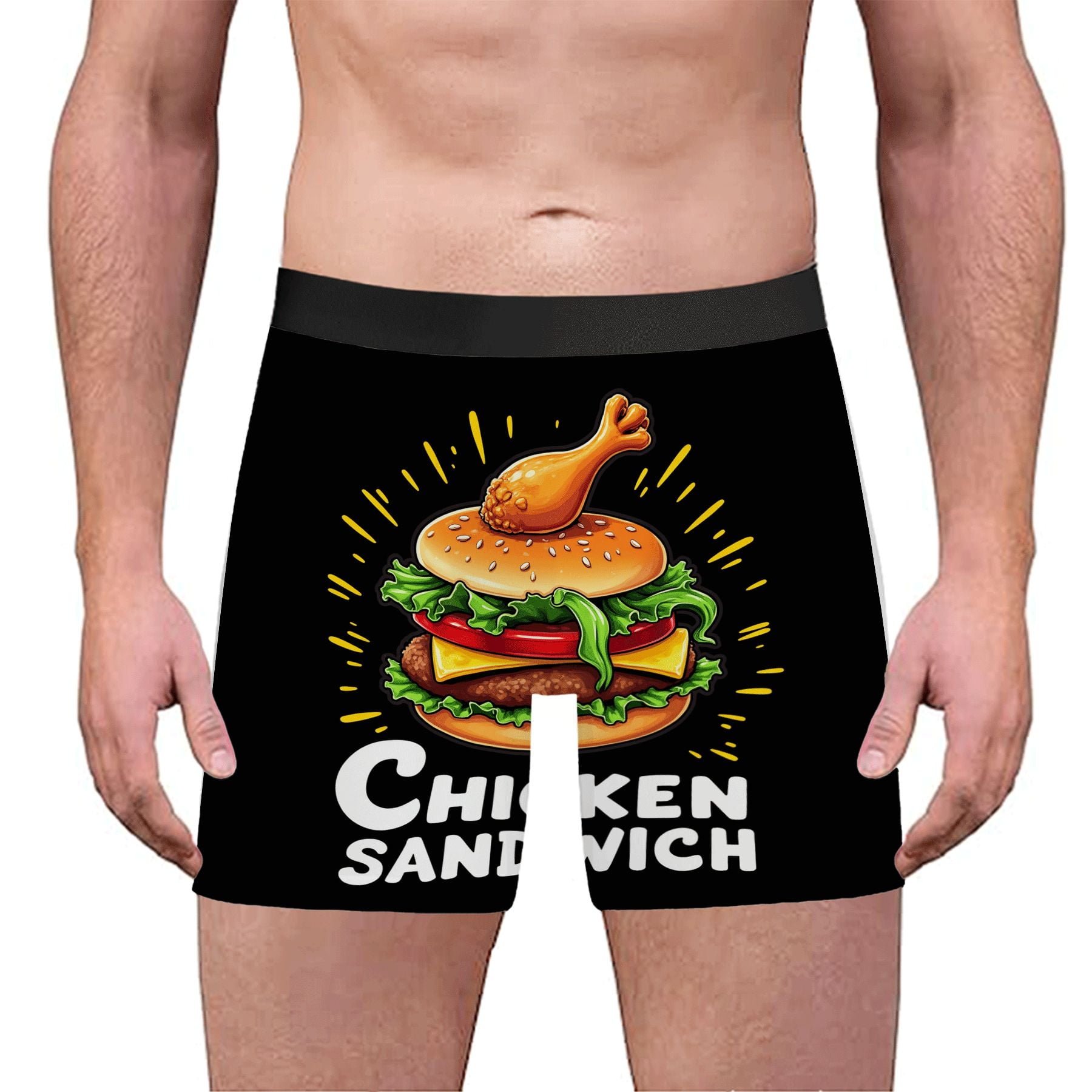 Men's Boxer Briefs with Fun Chicken Sandwich Print - Colorful Cartoon ...