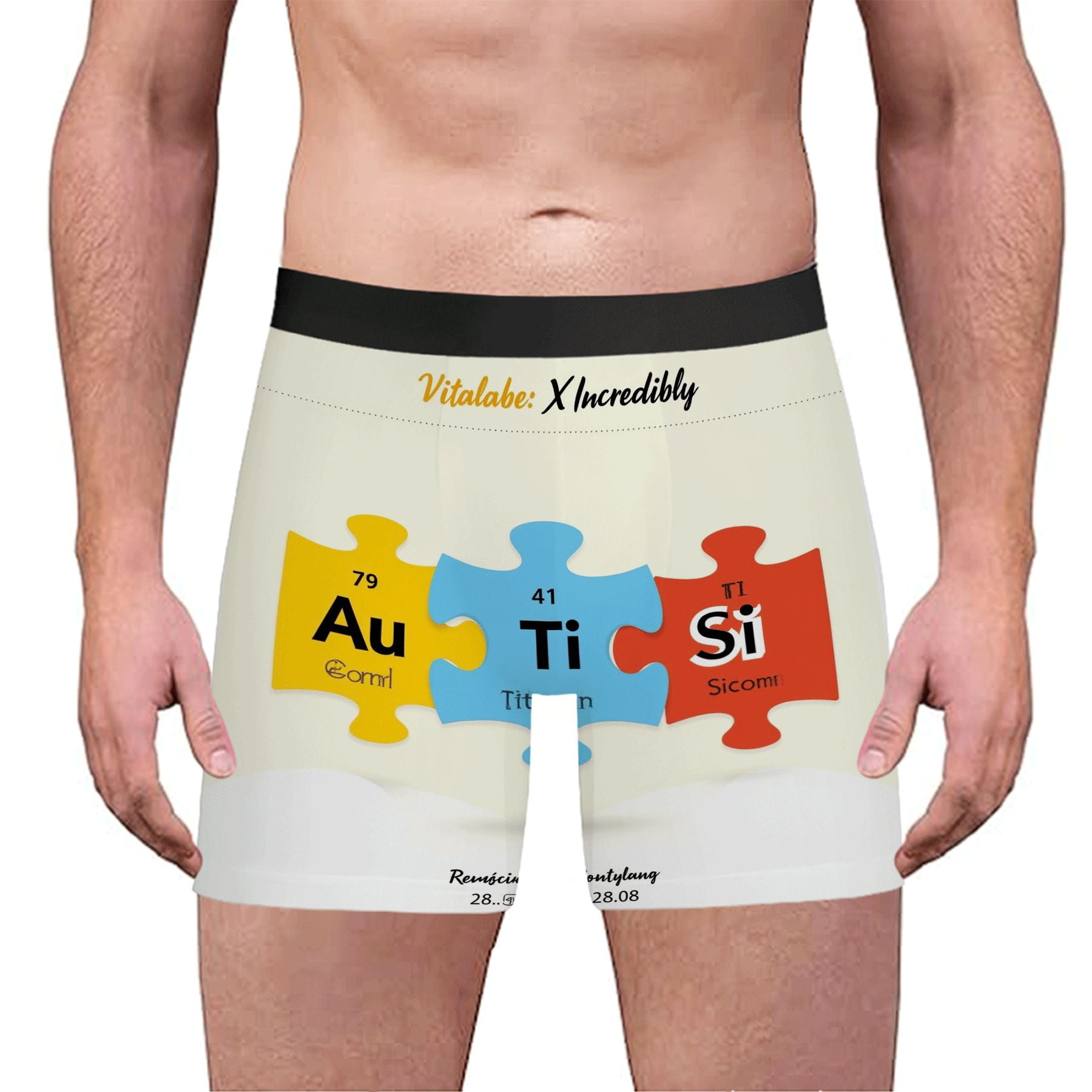 Men's Boxer Briefs with Humorous Puzzle Piece Design - Elements Ti Si ...
