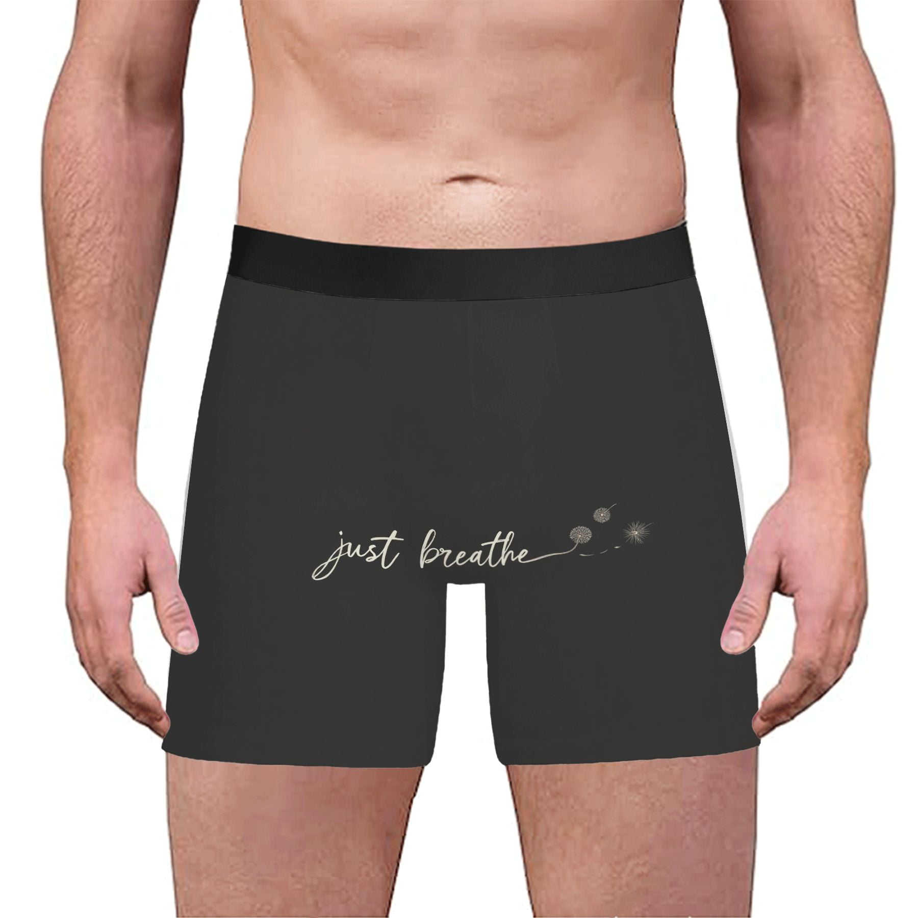 Men's Boxer Briefs with ' Just Breathe ' Cursive Design Illustrations ...