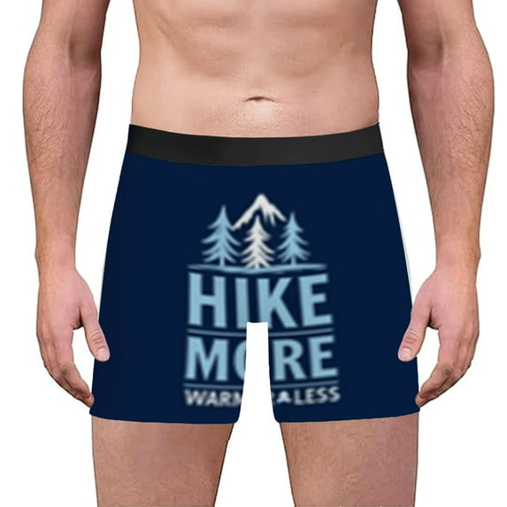 Men's Boxer Briefs with Navy Blue Background Black Waistband Pine Tree ...