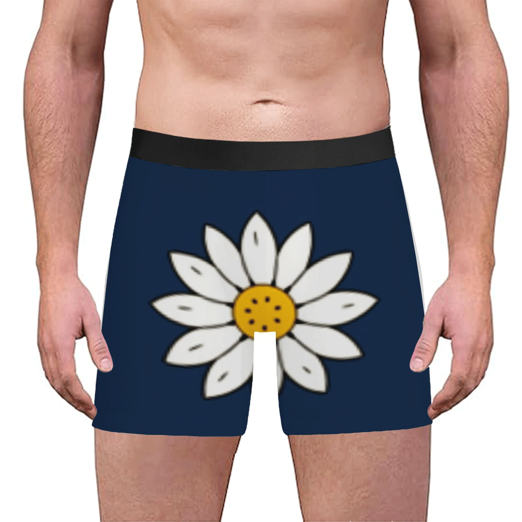 Men's Boxer Briefs with Navy Blue Background Black Waistband and ...