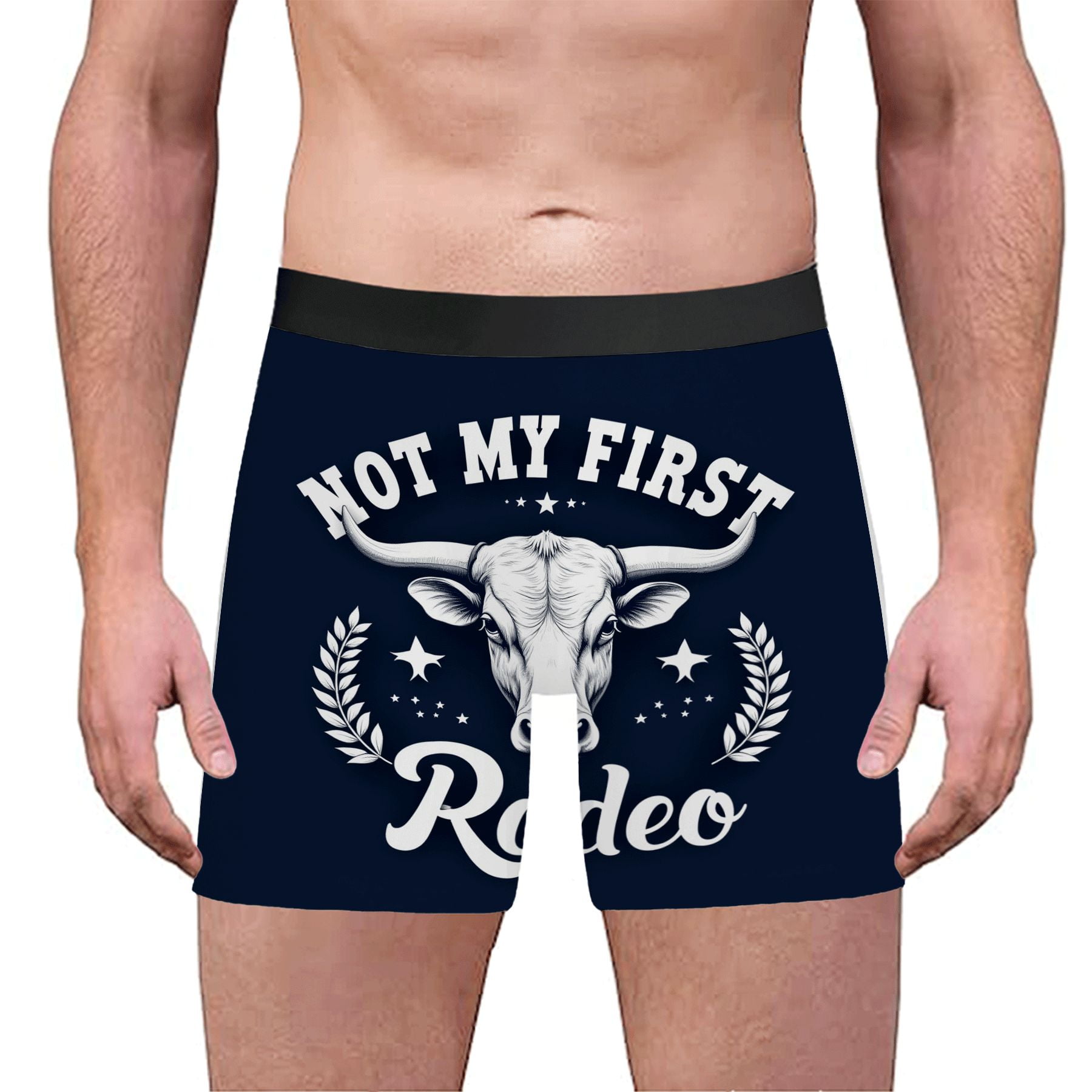 Men's Boxer Briefs with Navy Blue Background White Stars & Laurel ...