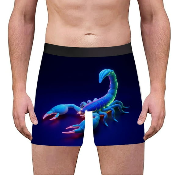 Men's Boxer Briefs with Neon Design - Vibrant Colors Glowing Blue Green ...