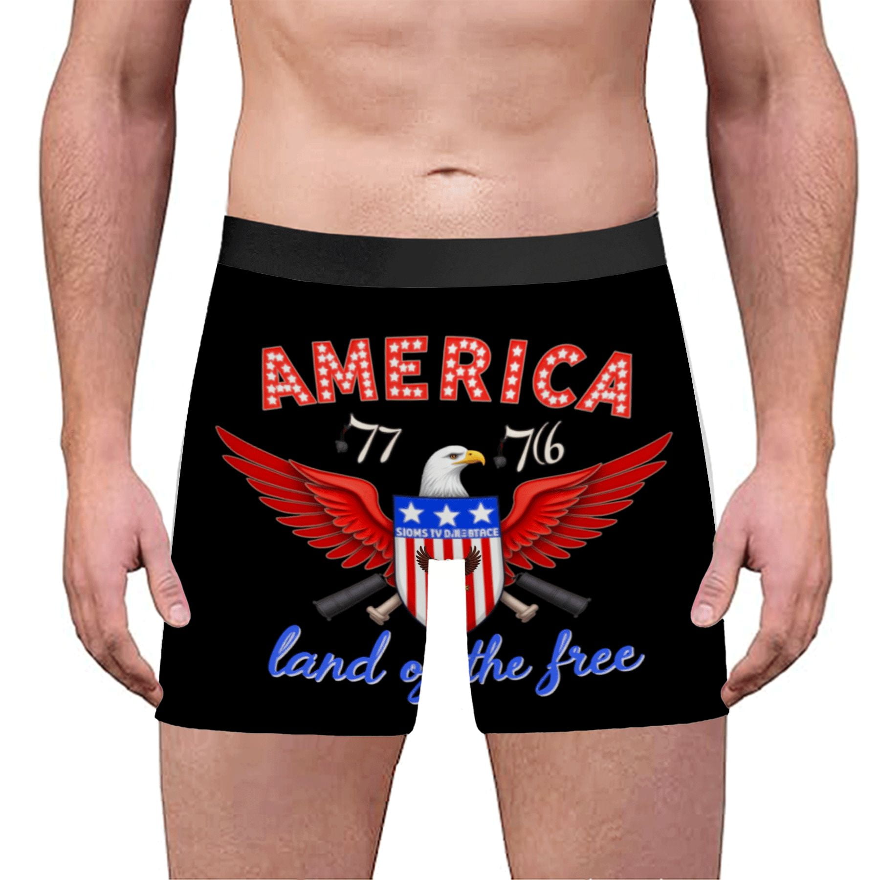 Men's Boxer Briefs with Patriotic Design: Bold in Red Eagle with ' Land ...