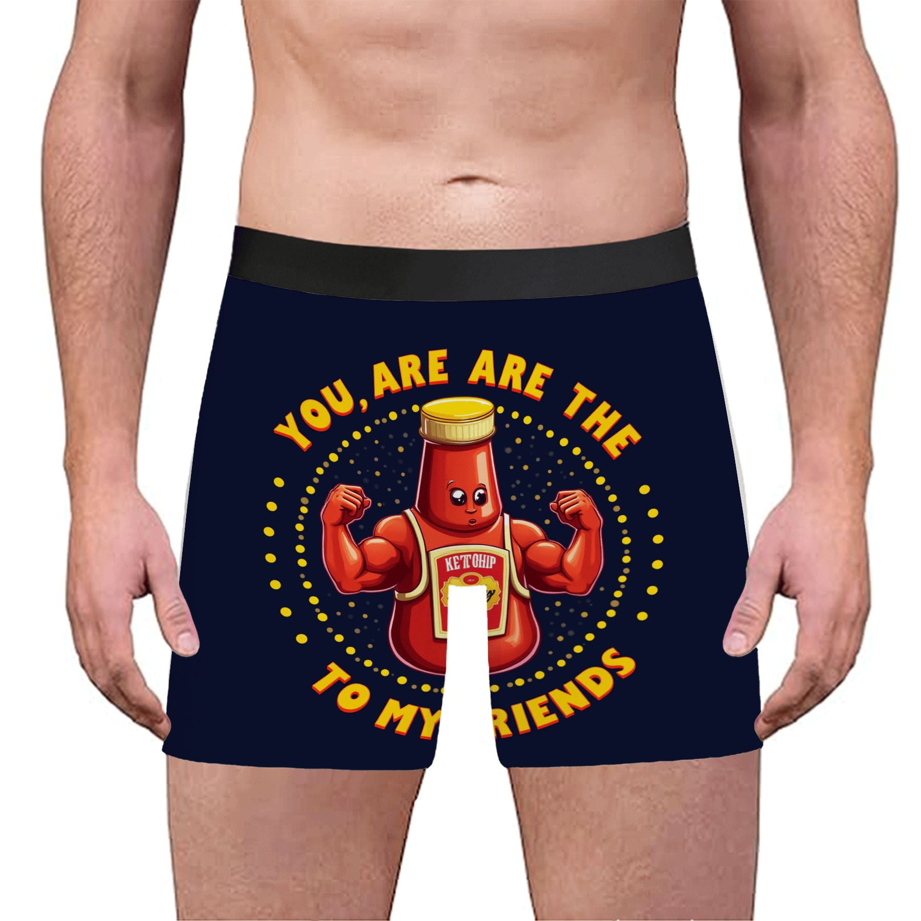Men's Boxer Briefs with Playful Cartoon Design - Red Condiment Bottle ...