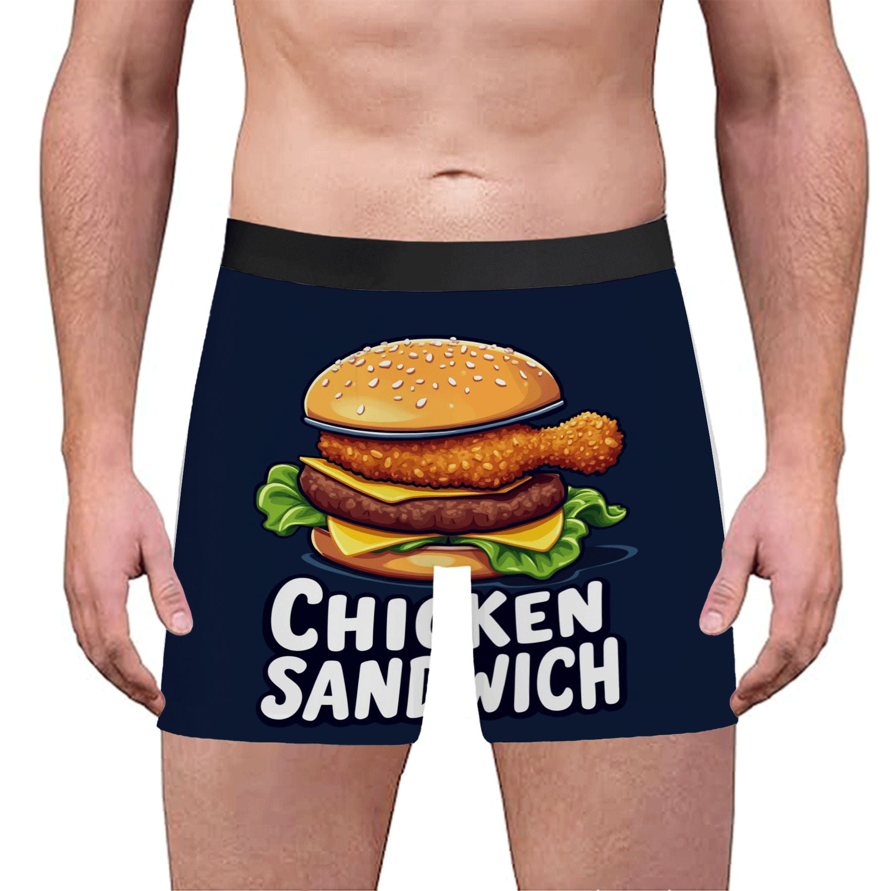 Men's Boxer Briefs with Playful Hamburger Design - Bold ' CHICKEN ...
