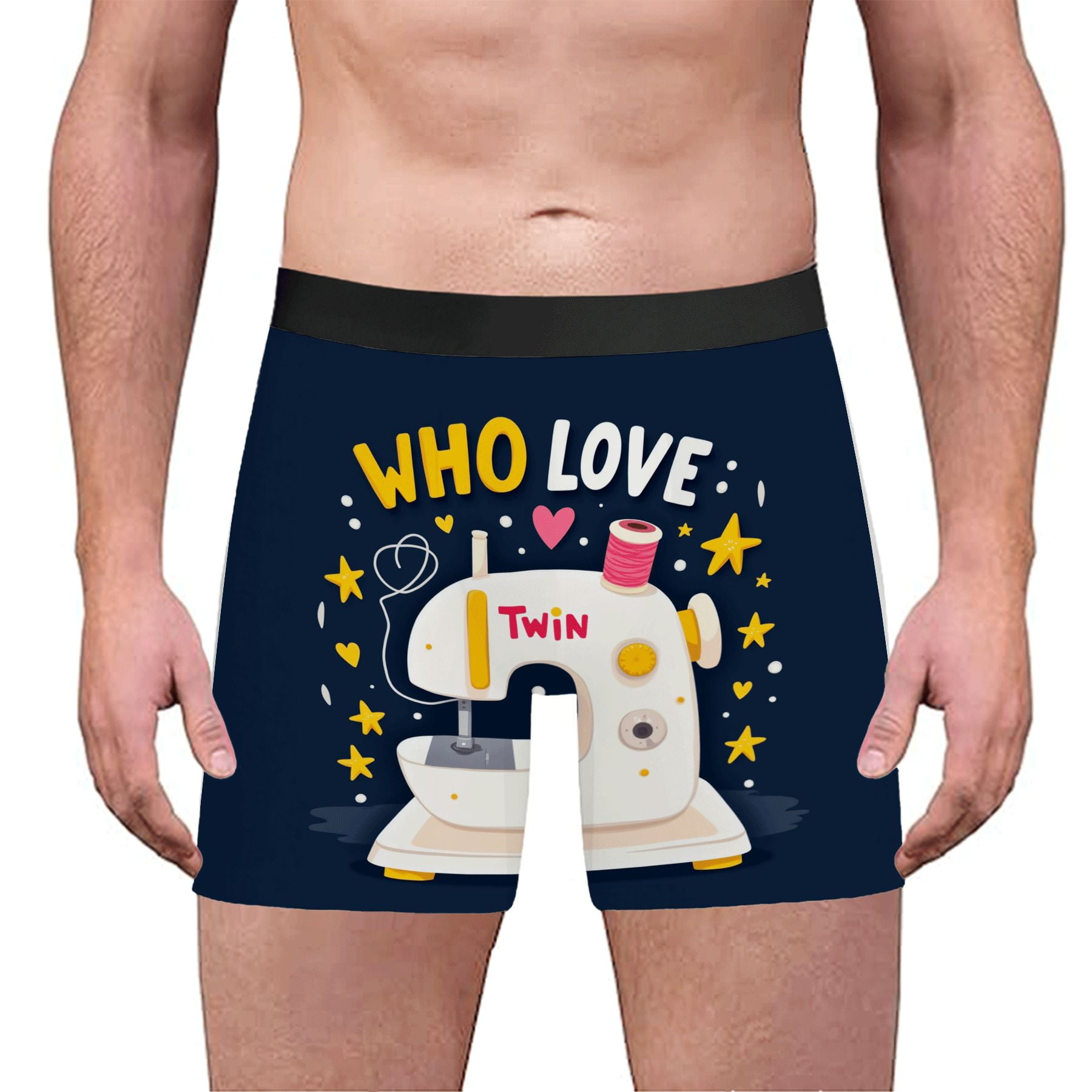 Men's Boxer Briefs with Playful Sewing Machine Design Navy Blue ...