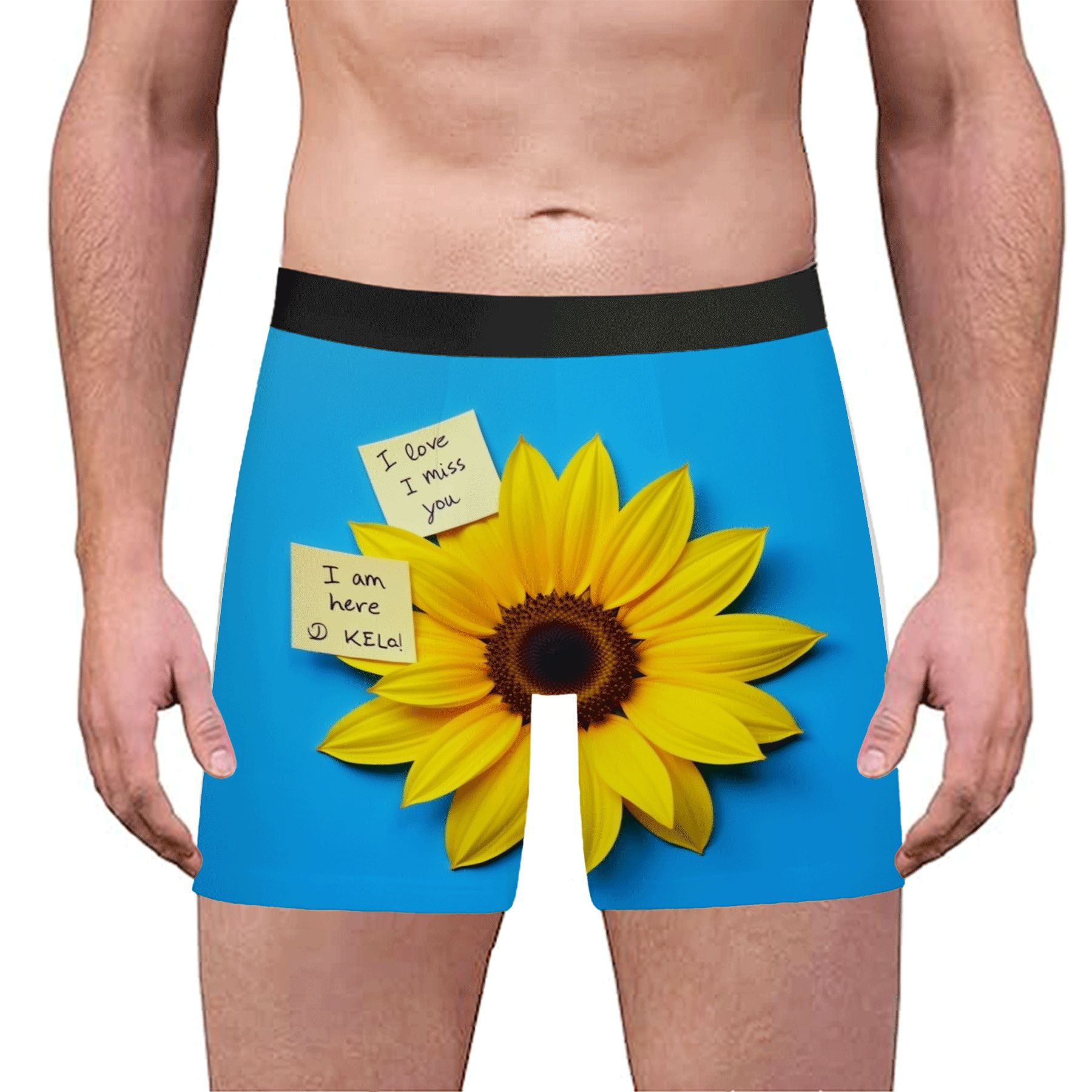 Men's Boxer Briefs with Realistic Sunflower Print - Playful Design with ...