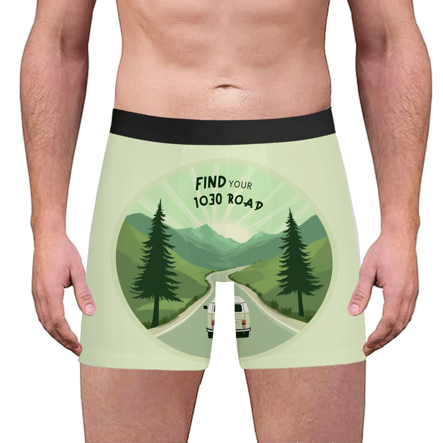 Men's Boxer Briefs with Scenic Winding Road Design - Green Landscape ...