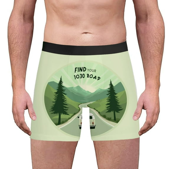 Men's Boxer Briefs with Scenic Winding Road Design - Green Landscape ...