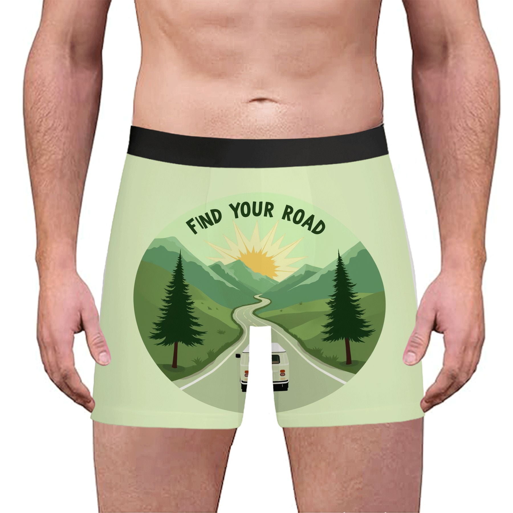 Men's Boxer Briefs with Scenic Winding Road Design Mountains & Pine ...