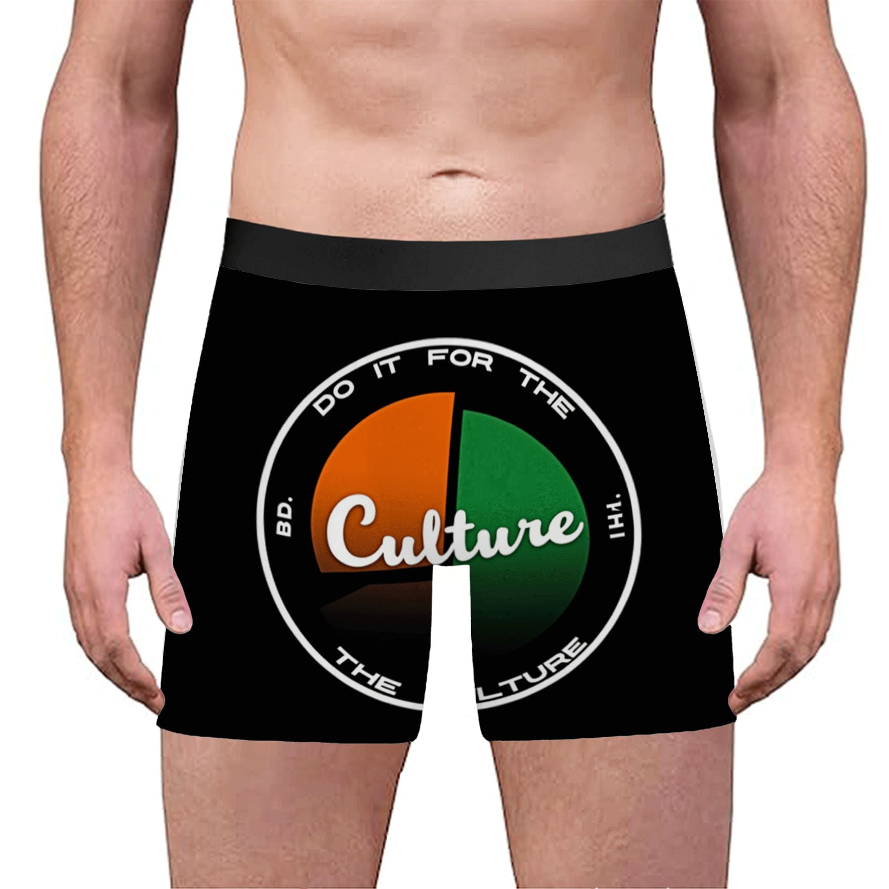 Men's Boxer Briefs with Unique Circular Design - Orange & Green Split ...
