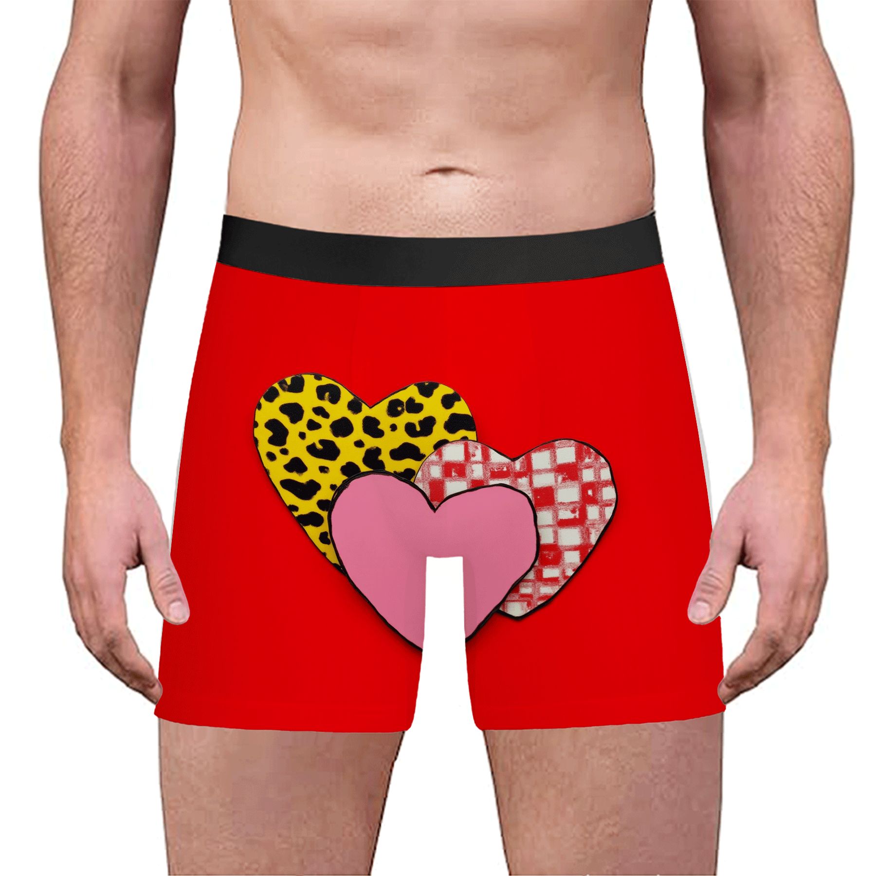 Men's Boxer Briefs with Unique Heart Cutouts: Print Pink and Red ...