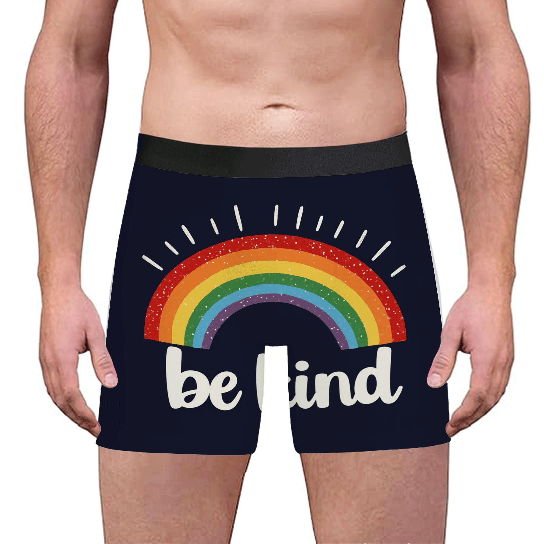 Men's Boxer Briefs with Vibrant Rainbow Design and ' Be Kind ' Text ...
