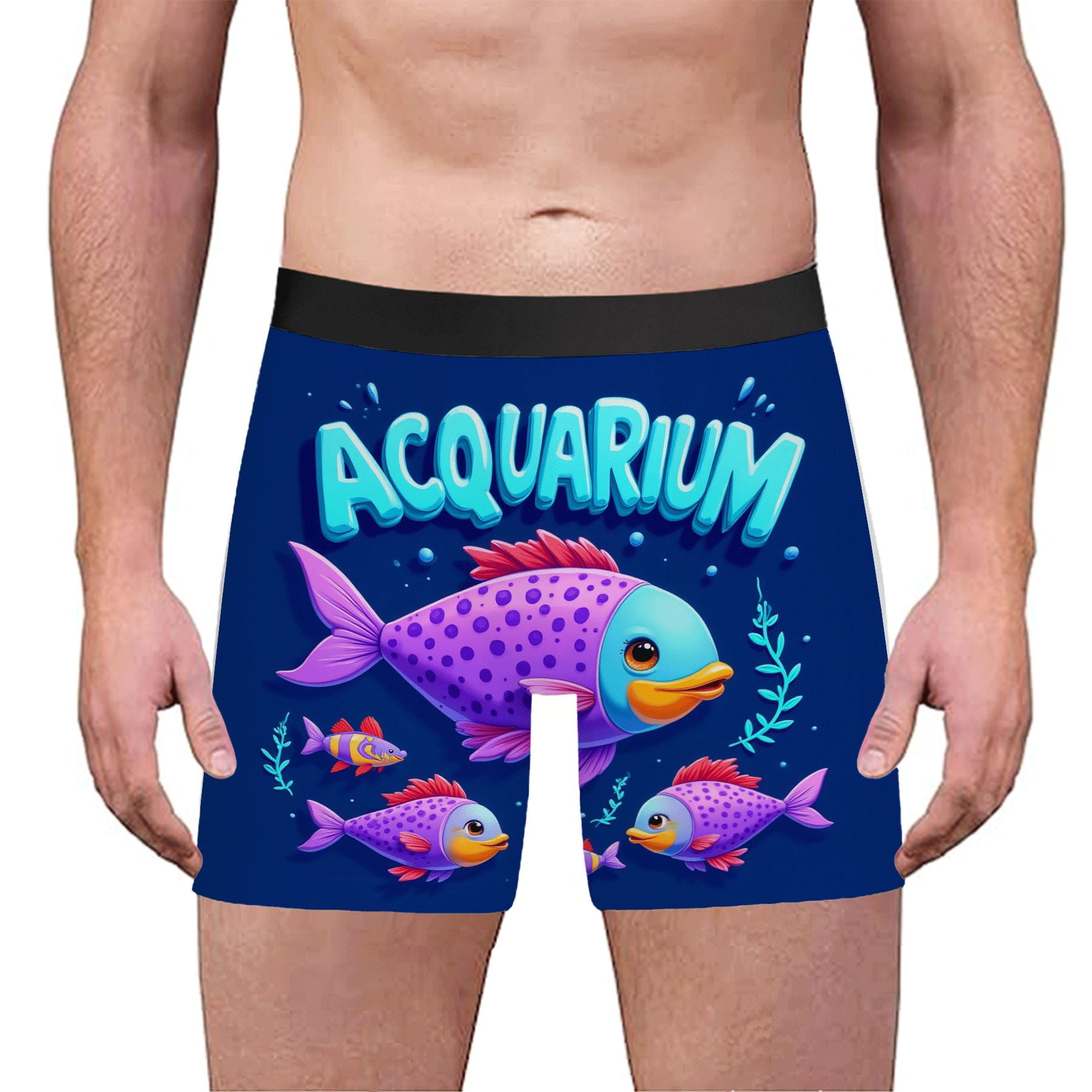 Men's Boxer Briefs with Vibrant Theme - Purple Fish with Pink Spots ...