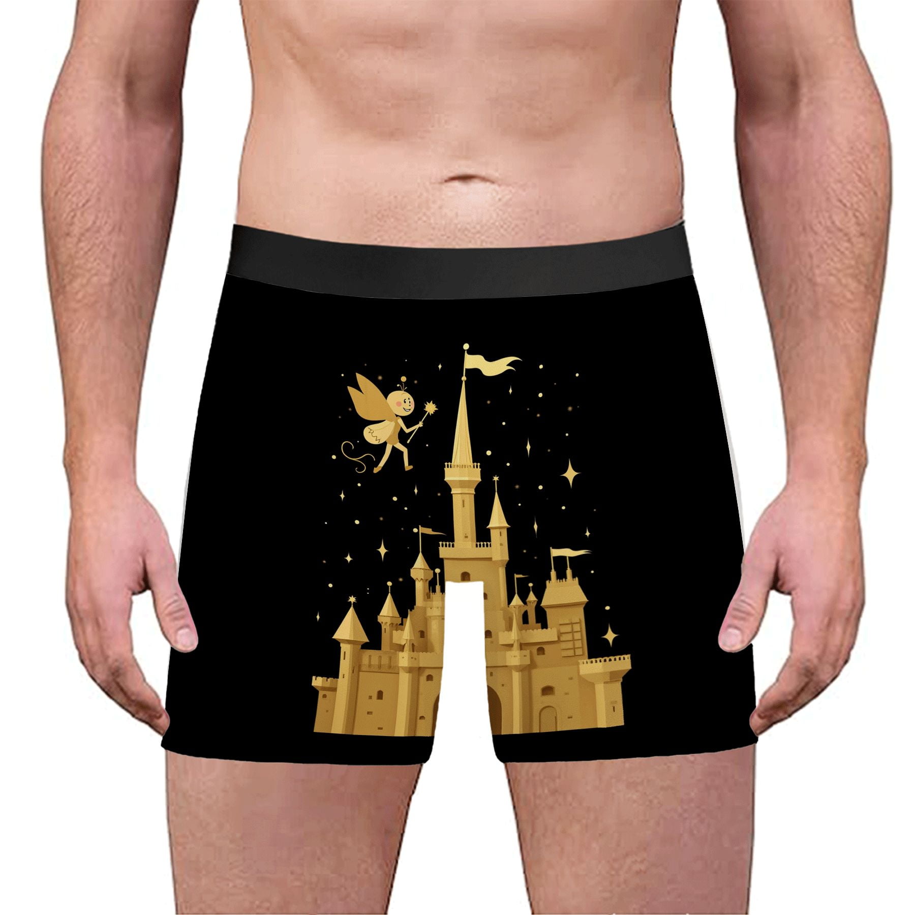 Men's Boxer Briefs with Whimsical Castle Design - Black Underwear ...