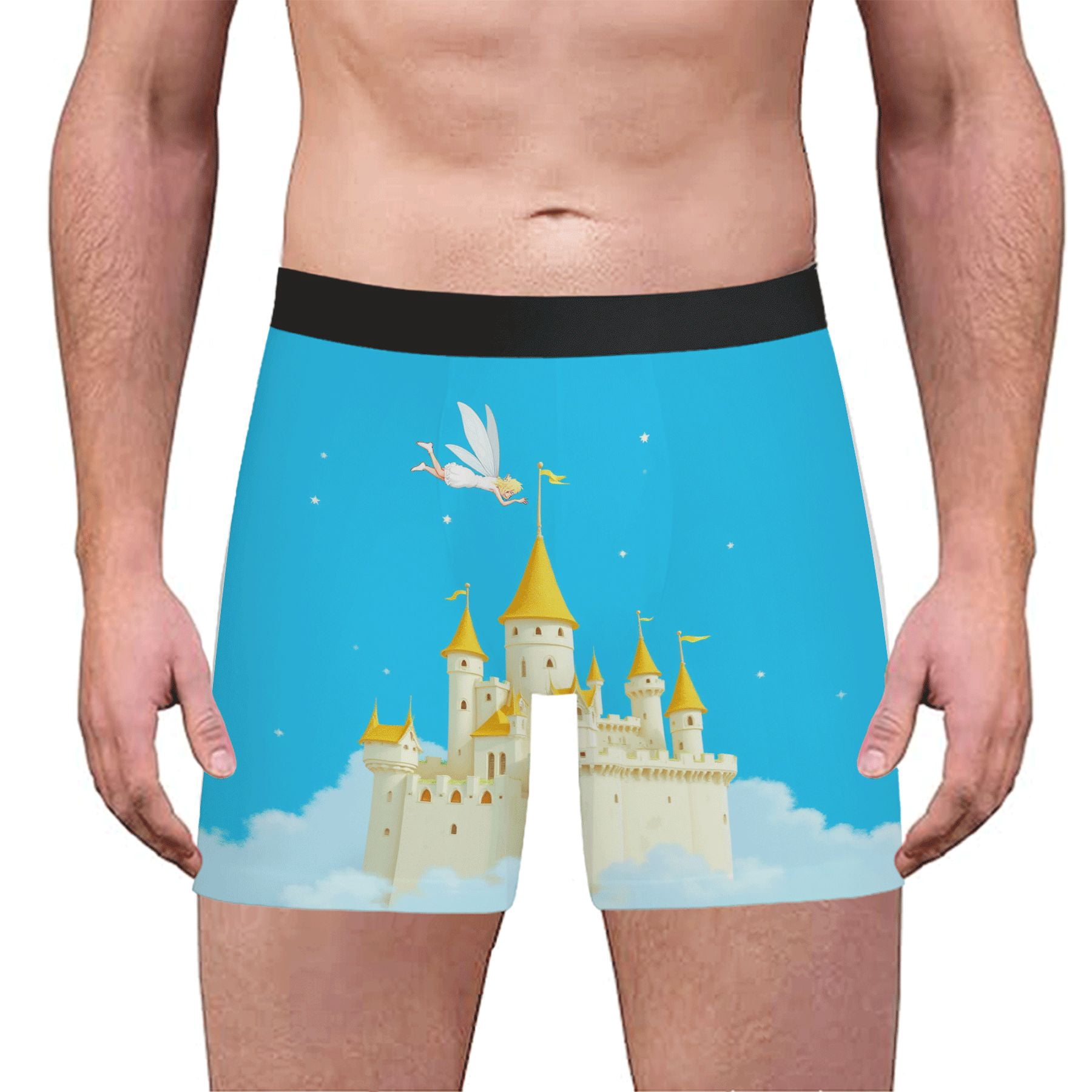 Men's Boxer Briefs with Whimsical Castle Design Golden Spires White ...