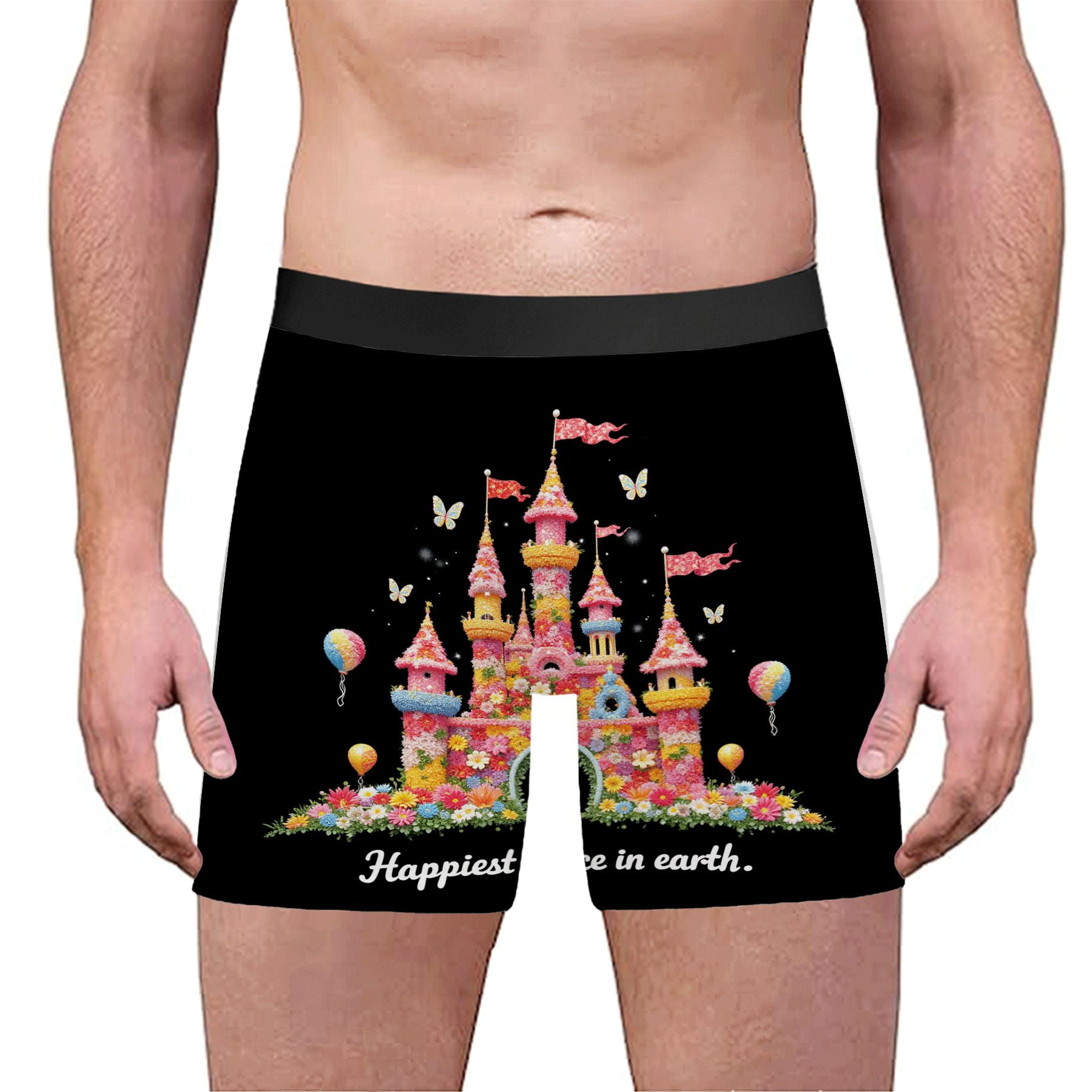 Men's Boxer Briefs with Whimsical Floral Castle Design Colorful ...