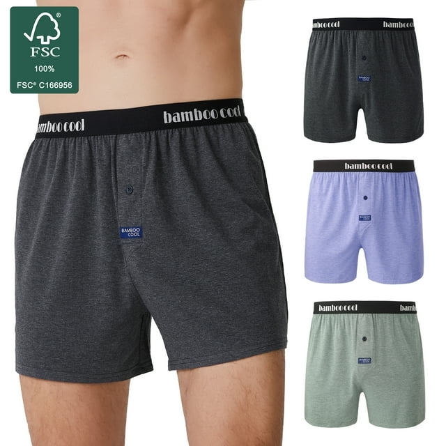 Men's Boxer Short,Bamboo Viscose Knit Boxers for Men,Classic Loose Fit ...