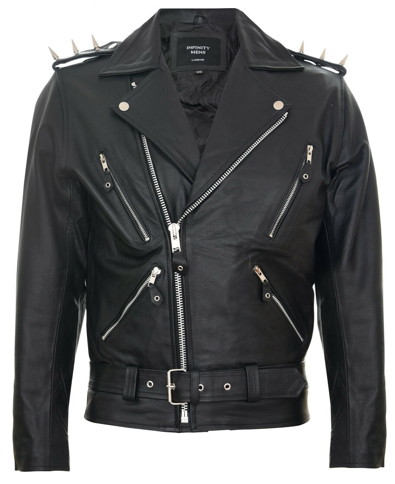 Men's Brando Black ''Ghostrider'' Spiked Leather Biker Jacket-Shefford ...