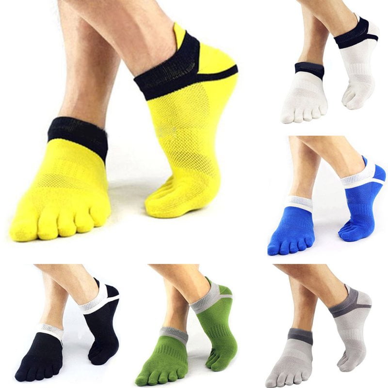 Men's Breathable Cotton Toe Socks Pure Sports Comfortable 5 Finger Toe ...