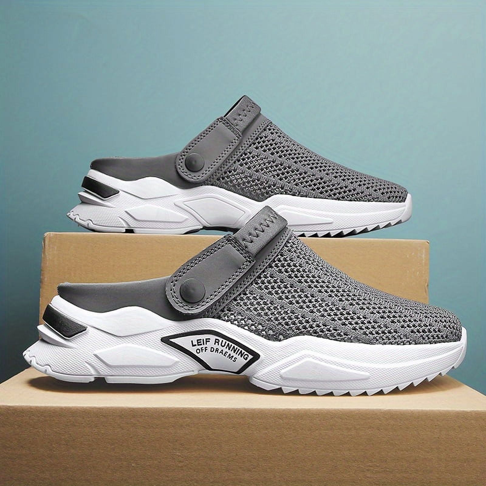 Men's Breathable Lace Free Slip On Knitted Clog, Casual Non Slip ...