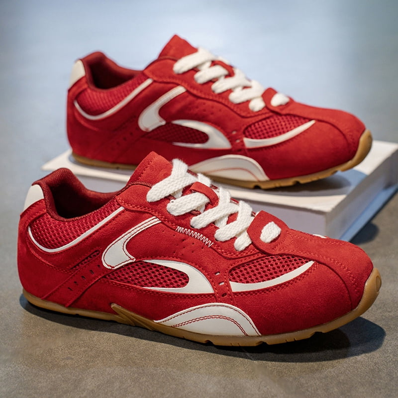 Men's Breathable Sneakers with Rubber Sole - Minimalist Lace-Up Round ...