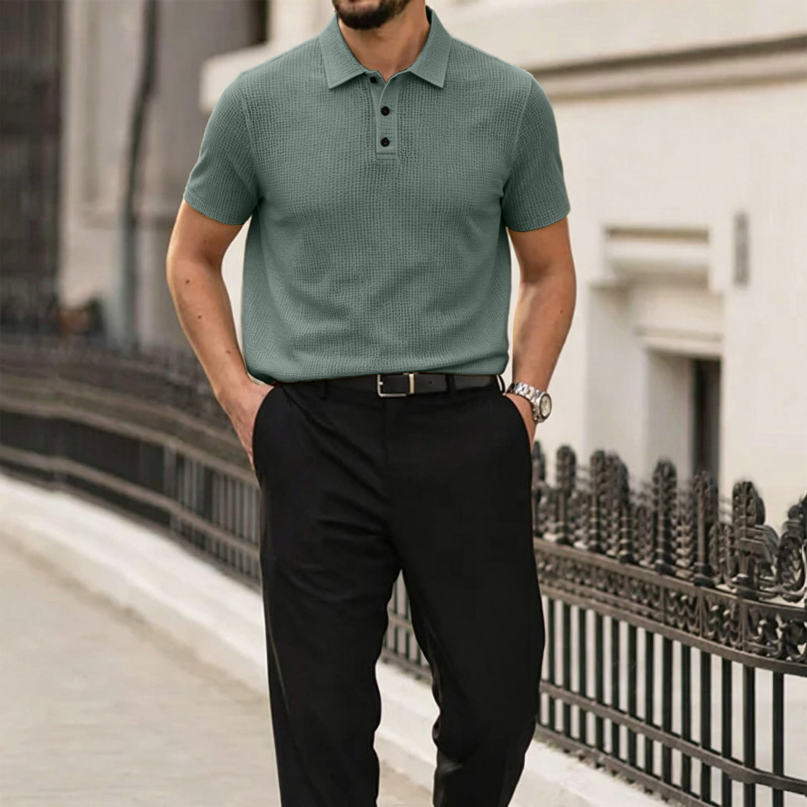 Breeze Polo Shirts for Men Beer Belly Breathable Collared Textured ...