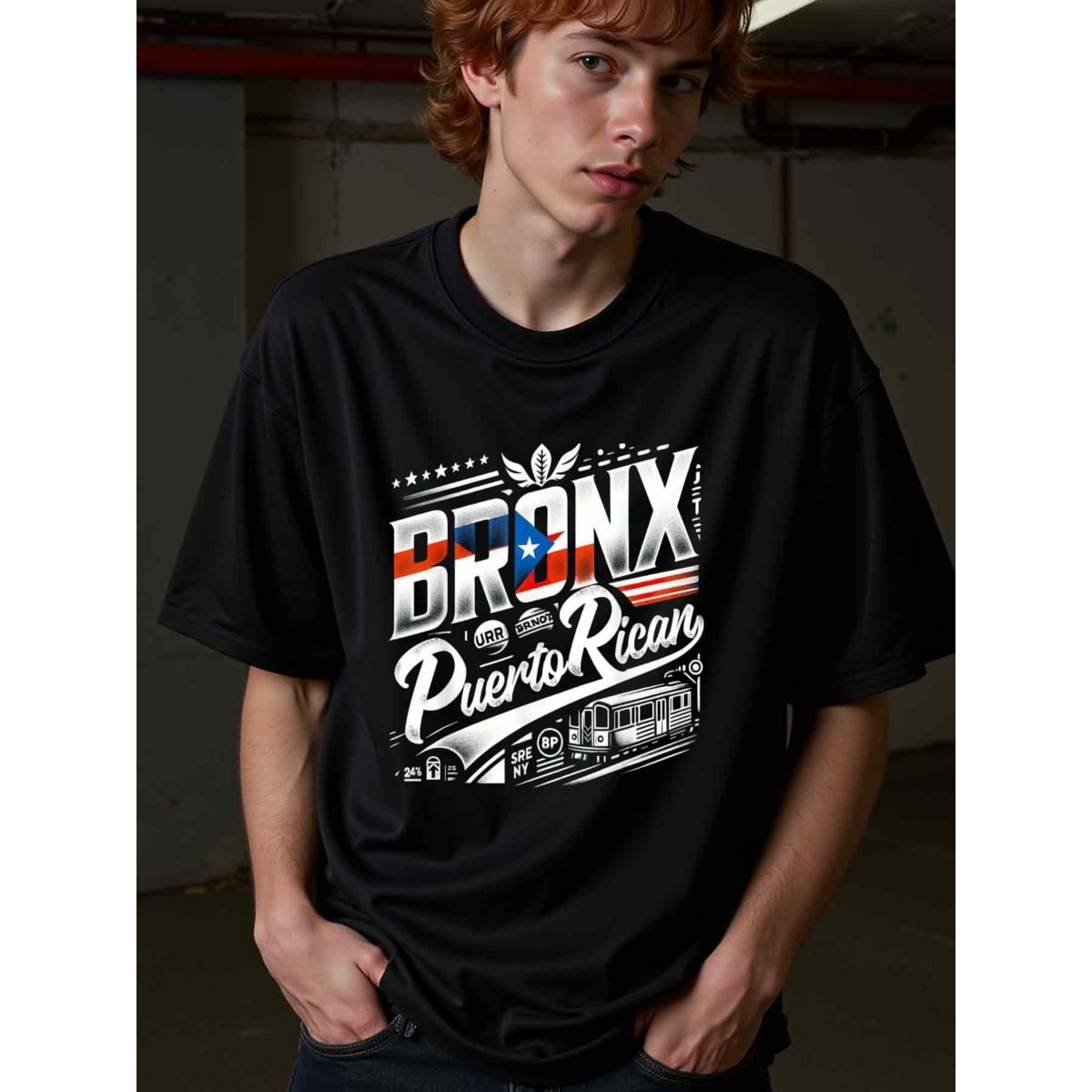 Men's Bronx Puerto Rico Graphic Tee - 100% Cotton, Crew Neck, Short Sleeve, Black Casual Street ...