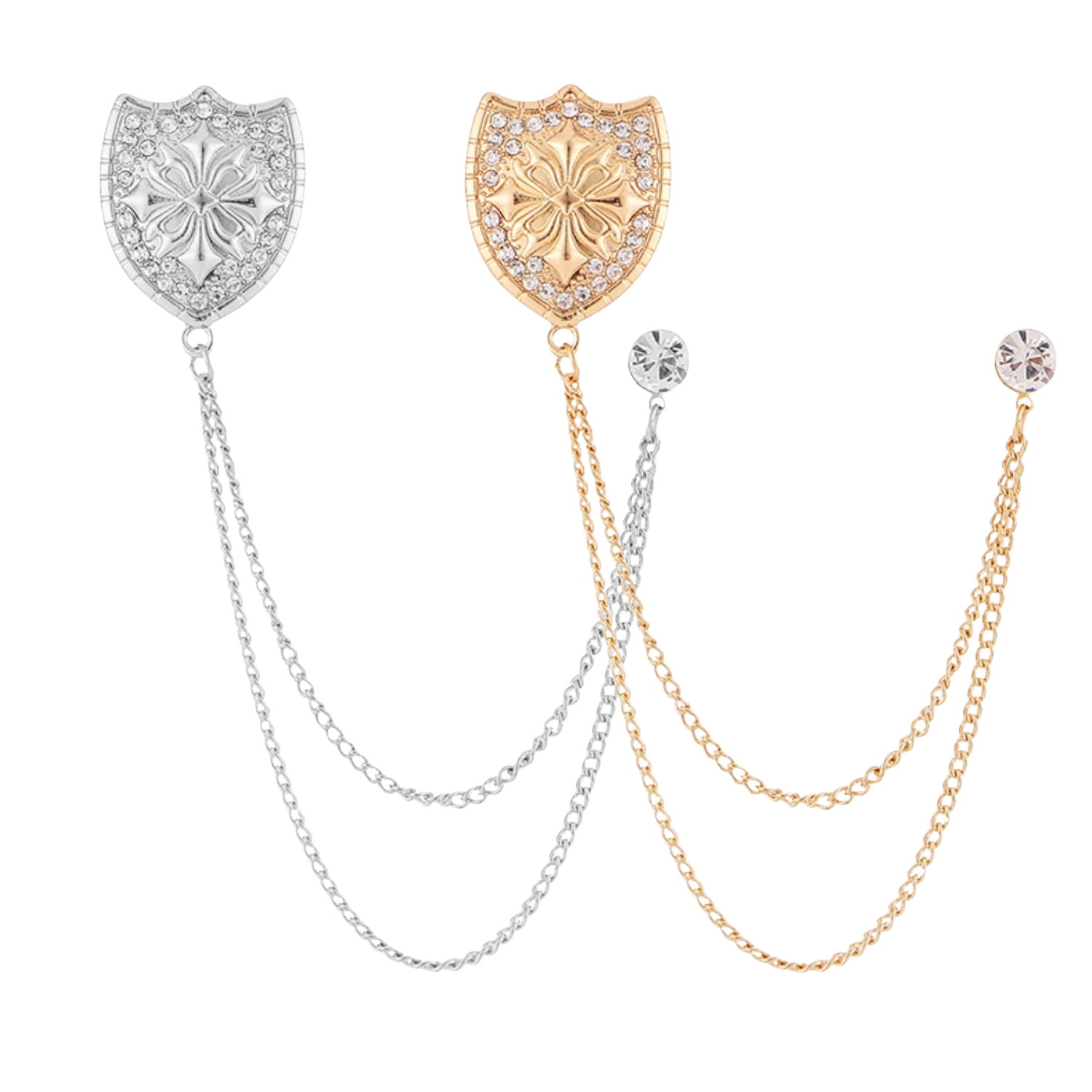 Men's Brooch Shield Chain brooch Suit Pin Badge Hanging Chains Collar ...
