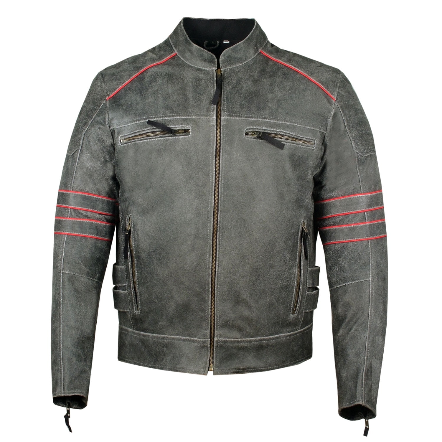 Men's Brotherhood Classic Leather Motorcycle Jacket, Vintage Distress ...