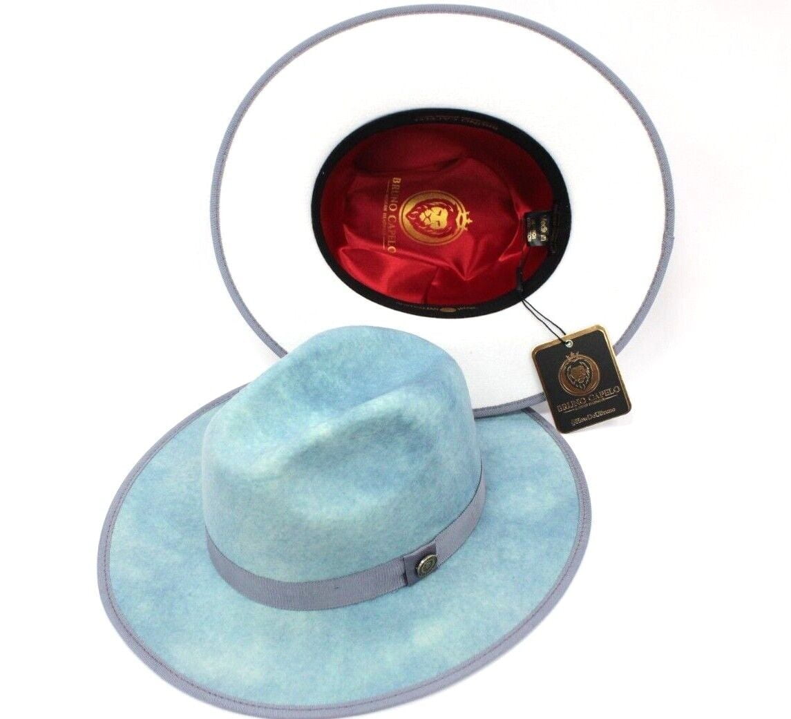 Men's Bruno Capelo Denim Swirl with White Bottom Wide Wool Fedora Monarch MO-223 - Walmart.com