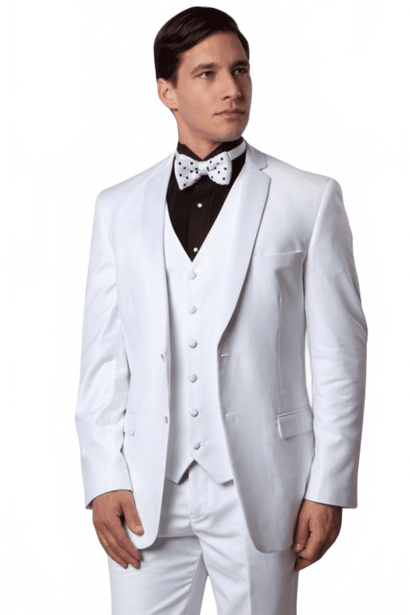 Men's Bryan Michaels Tuxedos Elegant White Slim Fit Tuxedo With Vest ...