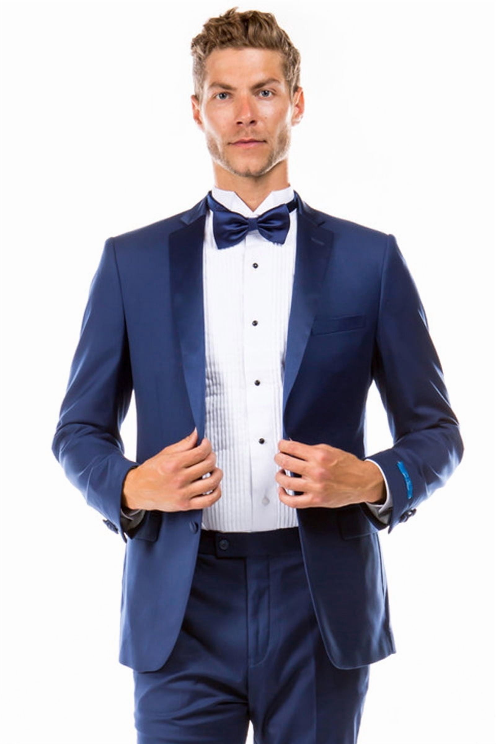 Men's Bryan Michaels Tuxedos Indigo Blue Slim Fit Two Button Tuxedo 42 ...