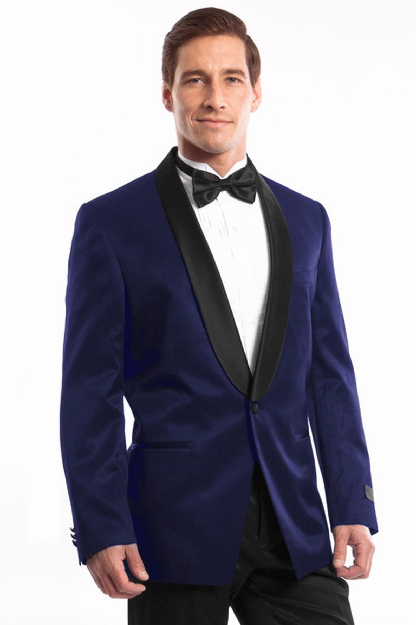 Men's Bryan Michaels Tuxedos Navy Blue Satin Birdseye Slim Fit Shawl ...
