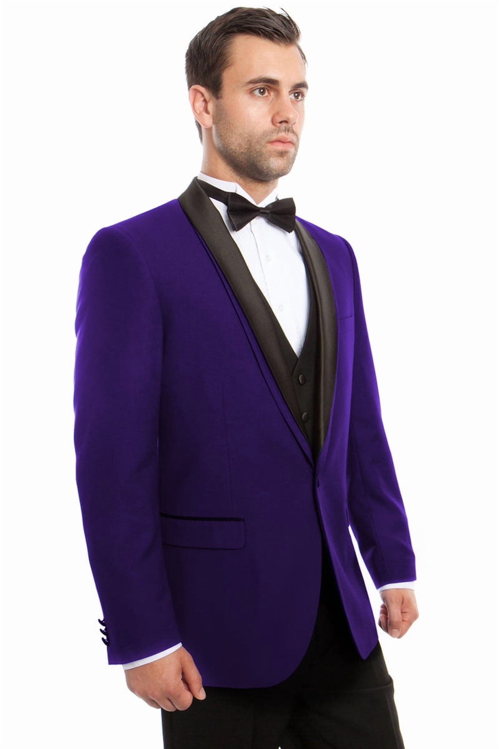 Men's Bryan Michaels Tuxedos Purple Satin Tuxedo with Shawl Lapel 40 ...