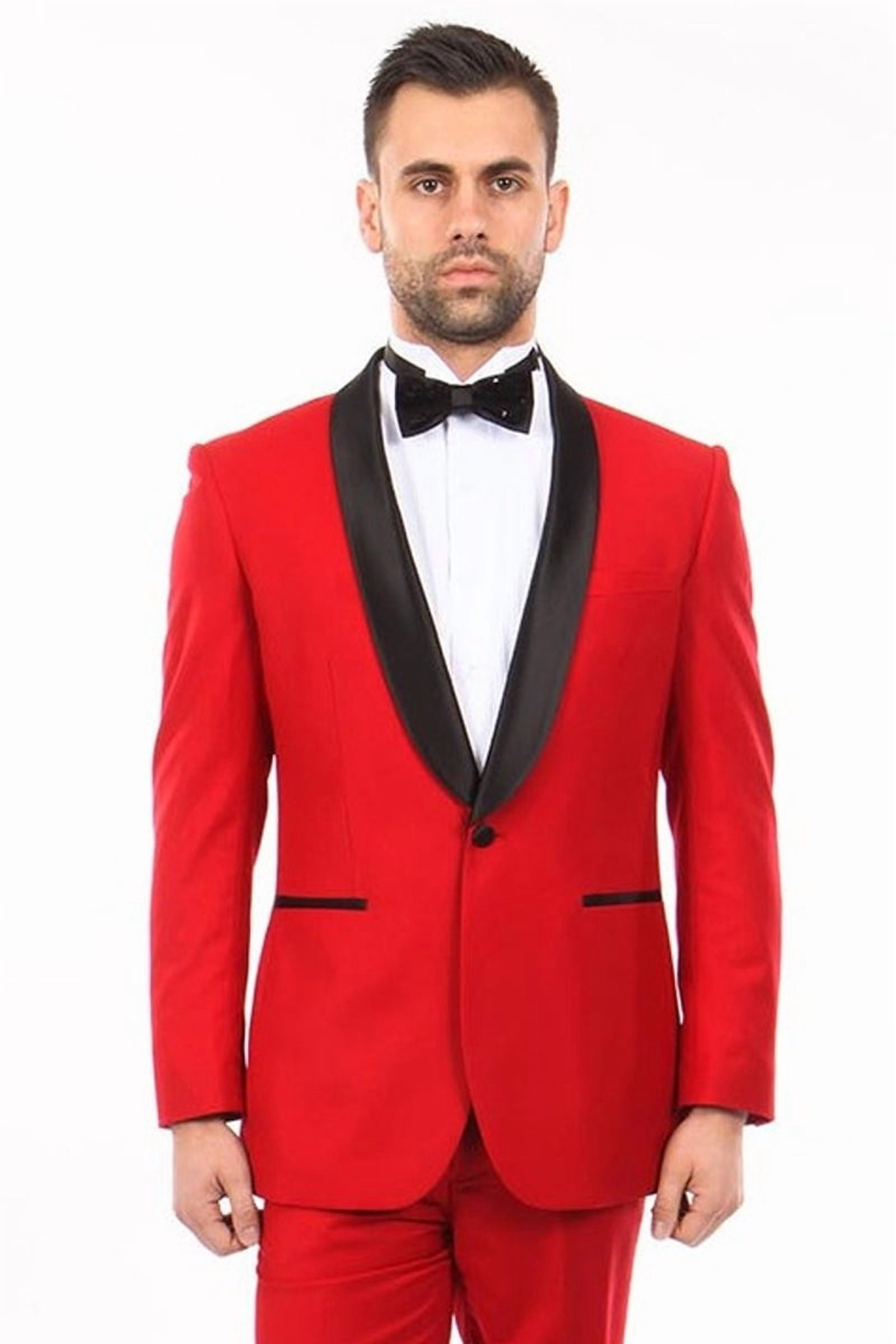 Men's Bryan Michaels Tuxedos Red Slim Fit Tuxedo with Shawl Lapel 40 ...