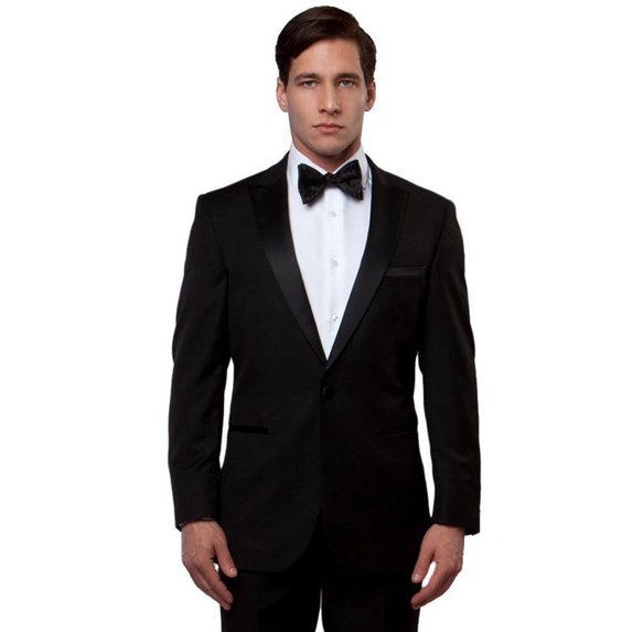 Men's Bryan Michaels Tuxedos Slim Fit Black Peak Lapel Tuxedo 40 Long ...