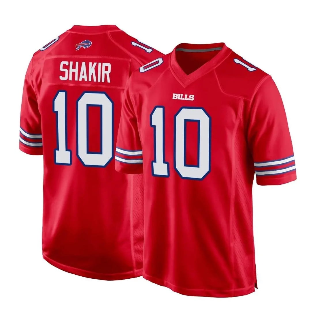 Men's Buffalo Shakir 10 Red Sports Player Game Stitched Name Number T ...