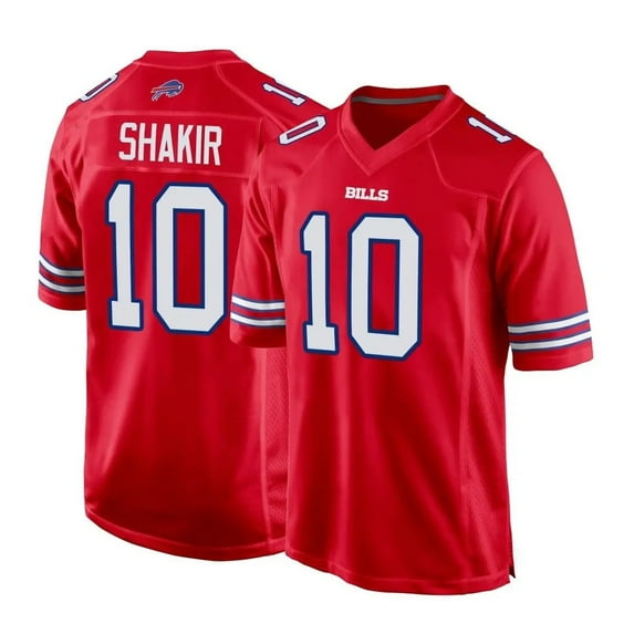 Men's Buffalo Shakir 10 Red Sports Player Game Stitched Name Number T ...