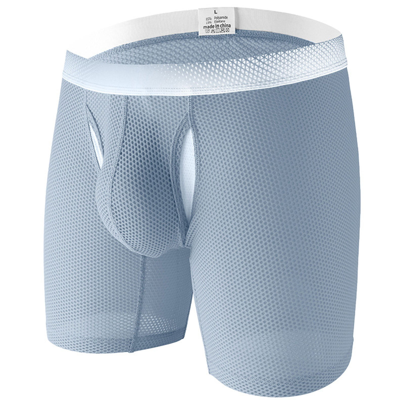 Men's Enhancing Mesh Trunks Smooth Boxer Briefs Underwear with Separate ...