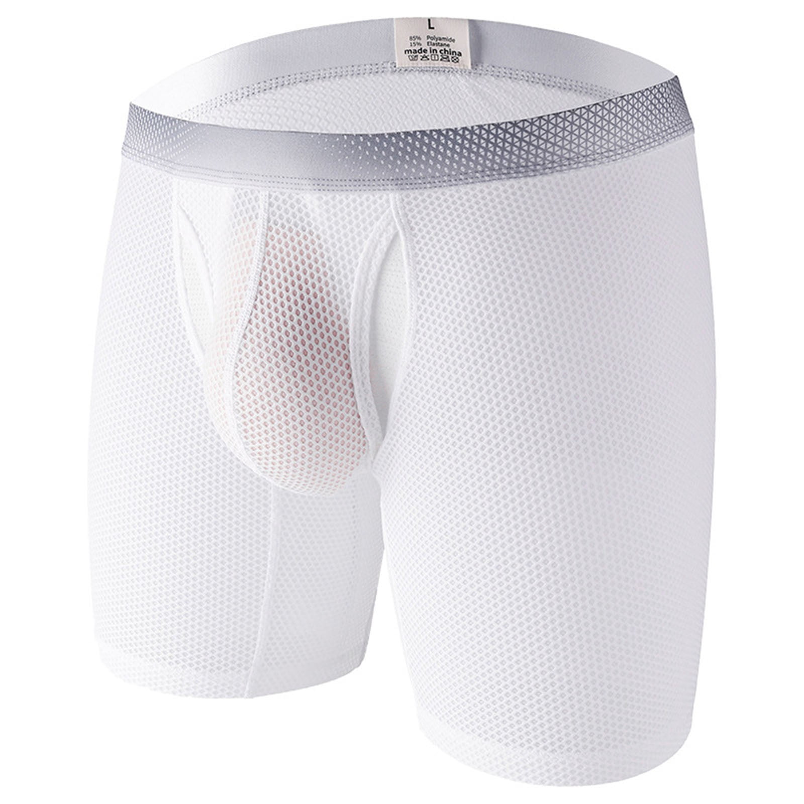 Men's Enhancing Mesh Trunks Smooth Boxer Briefs Underwear with Separate ...