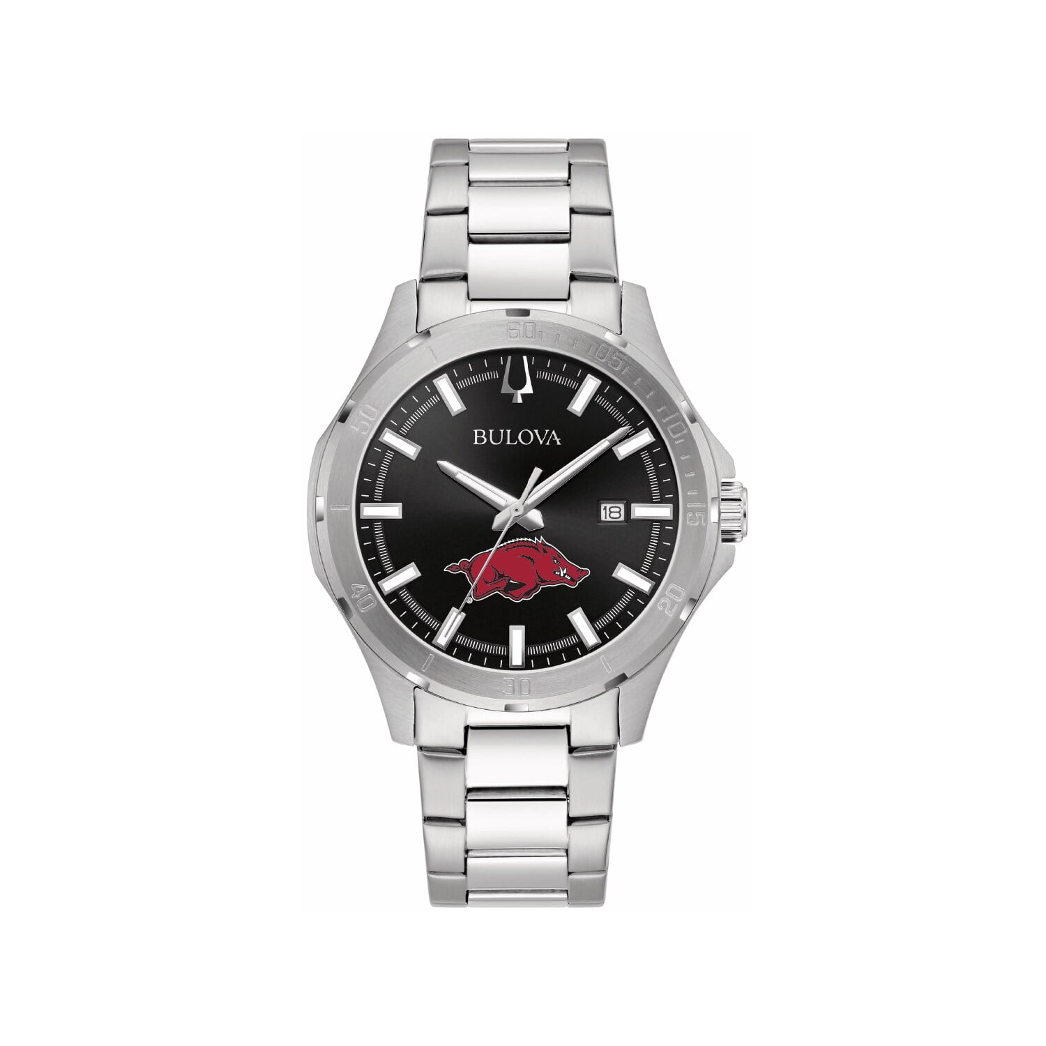 Men's Bulova Black Arkansas Razorbacks Stainless Steel Classic Sport ...