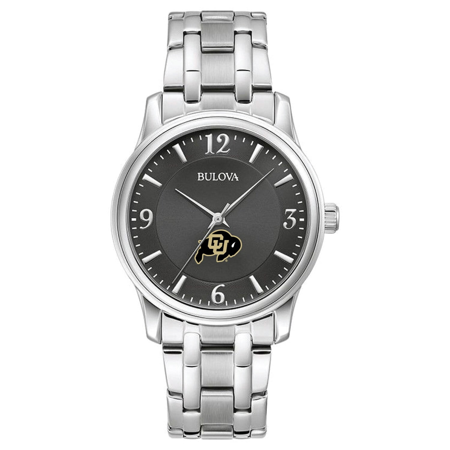 Men's Bulova Black Colorado Buffaloes Stainless Steel Corporate ...