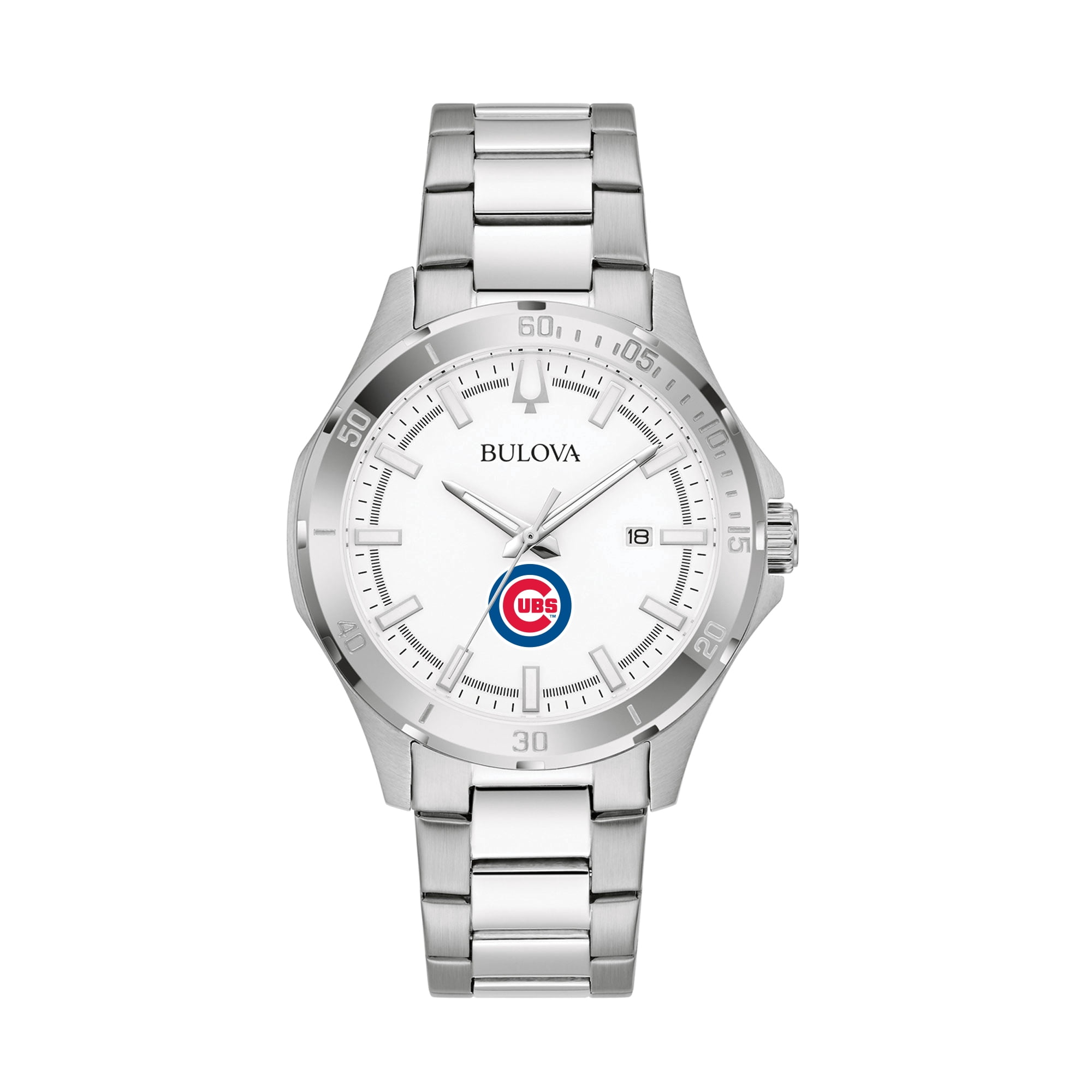 Men's Bulova Silver Chicago Cubs Stainless Steel Classic Sport Watch ...