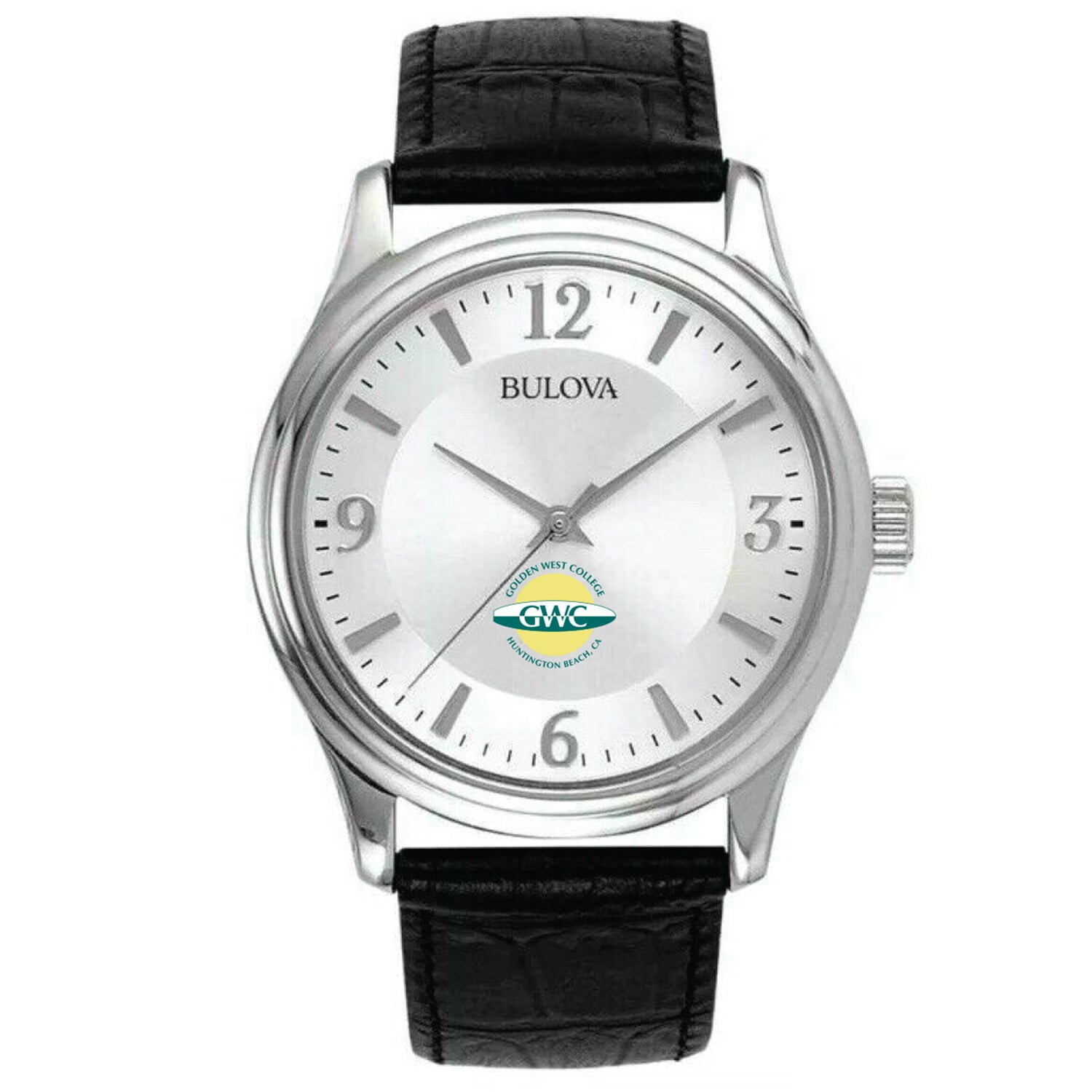 Men's Bulova Silver Golden West College Leather Watch - Walmart.com