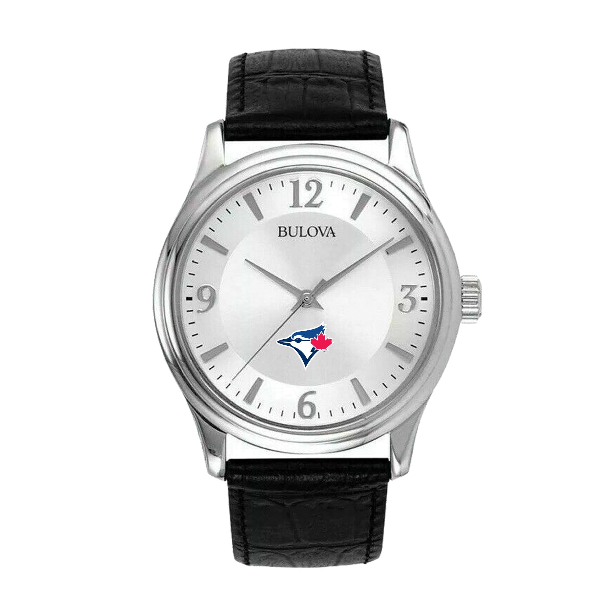 Men's Bulova Silver Toronto Blue Jays Leather Strap Watch - Walmart.com