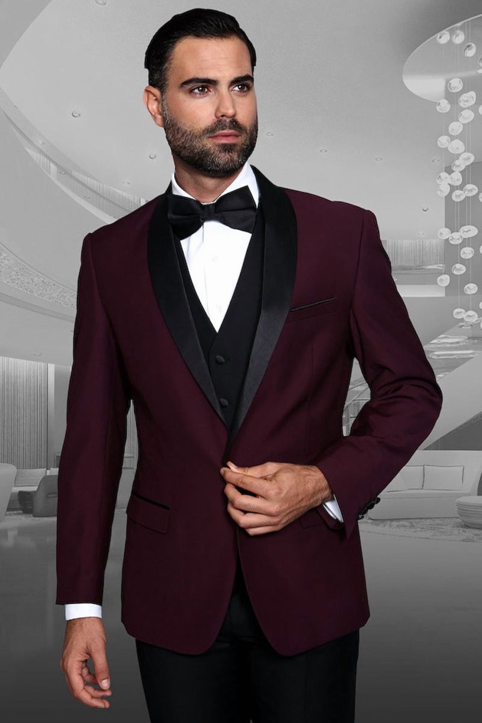 Men's Burgundy Vested Dinner Jacket 50 Long - Walmart.com