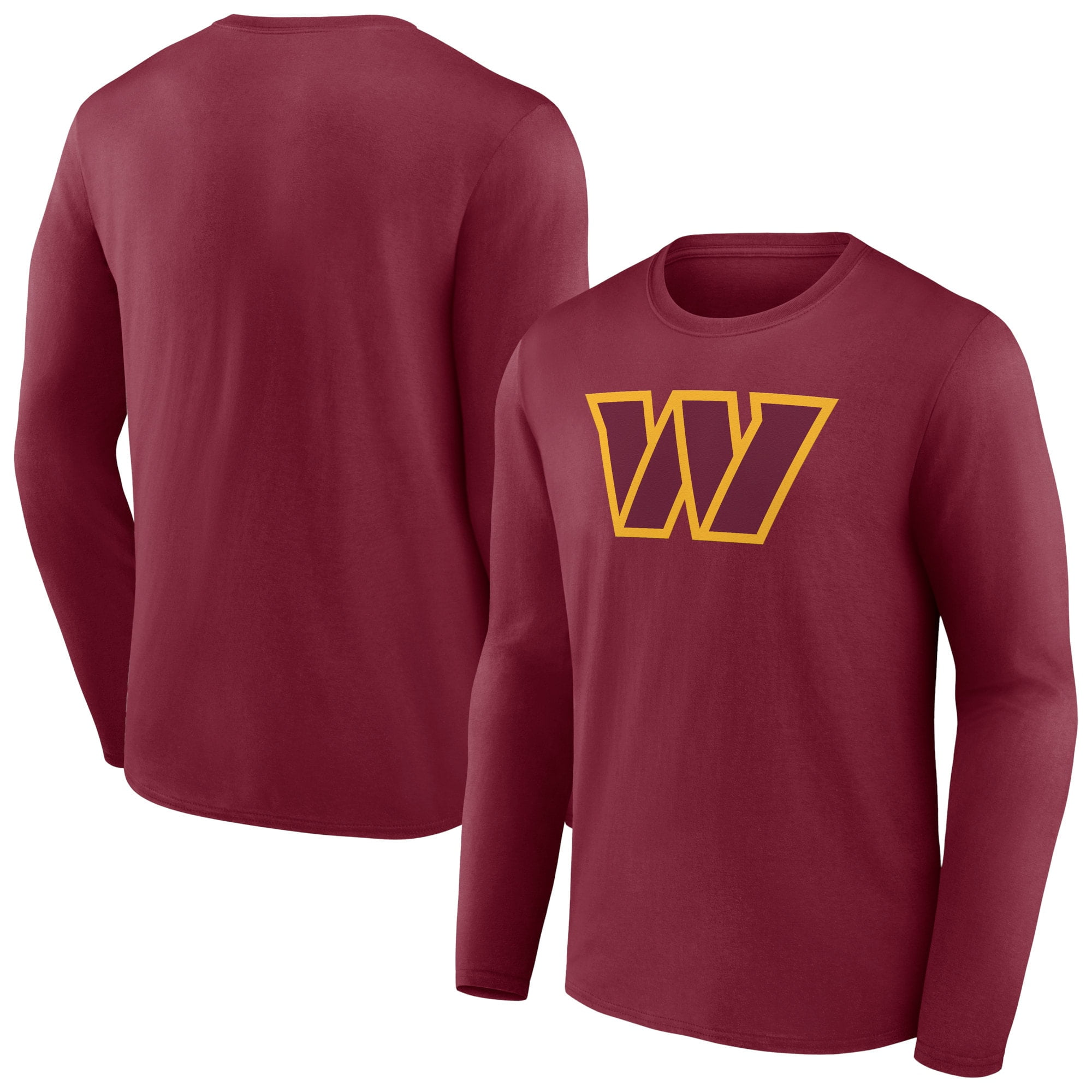 Men's Burgundy Washington Commanders Primary Team Logo Long Sleeve T ...